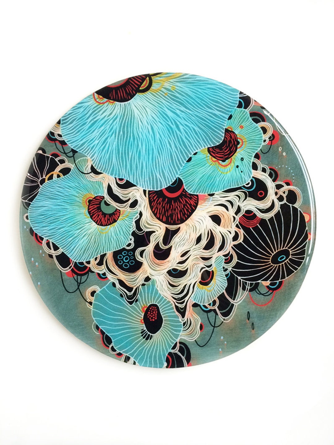 Resin Covered Print on Round Panel, Deluge - Etsy