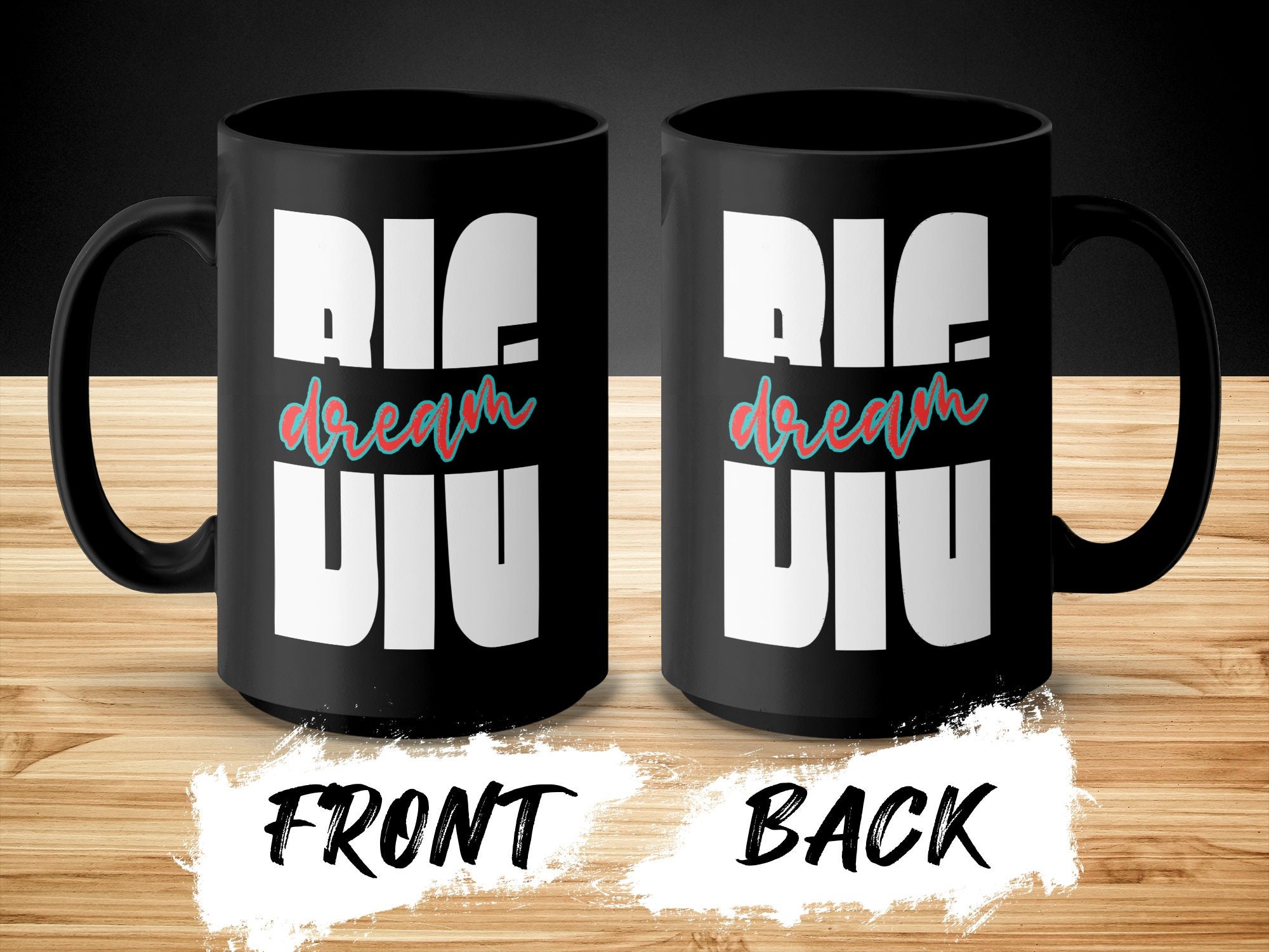 Dream Big Dream Mug Inspirational Quote Coffee Mug, Black and White ...