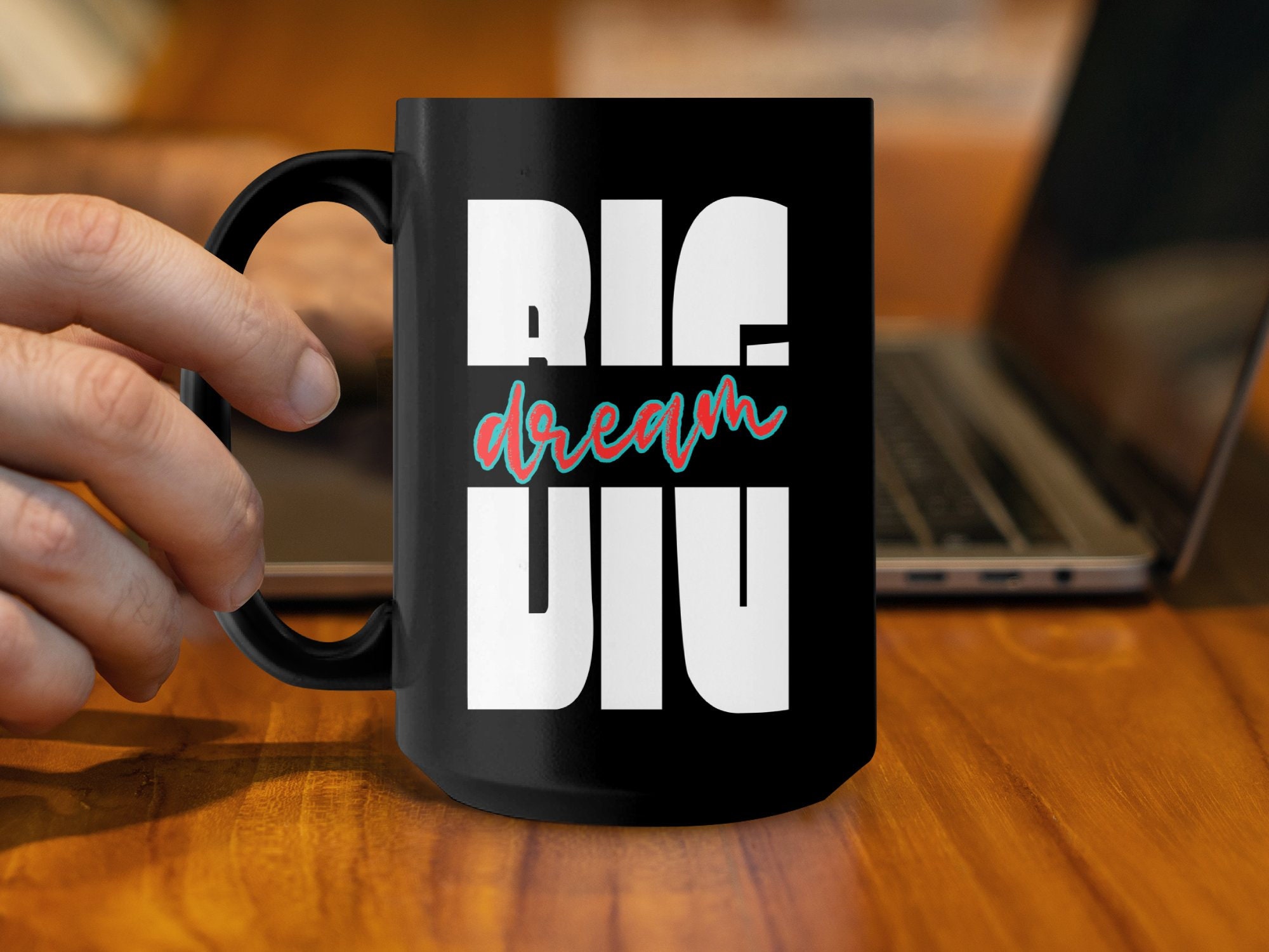 Dream Big Dream Mug Inspirational Quote Coffee Mug, Black and White ...