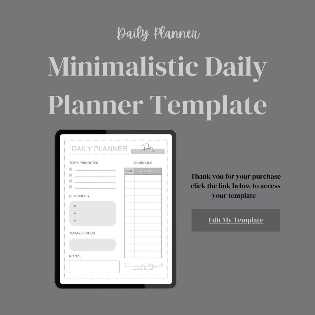 Minimalistic Daily Planner Canva Template, Easy Digital Download - Etsy