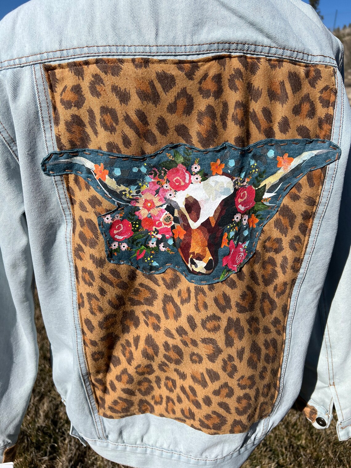 Lainey the Longhorn. is a Unique Cowgirl Western Jean Jacket, Leopard ...