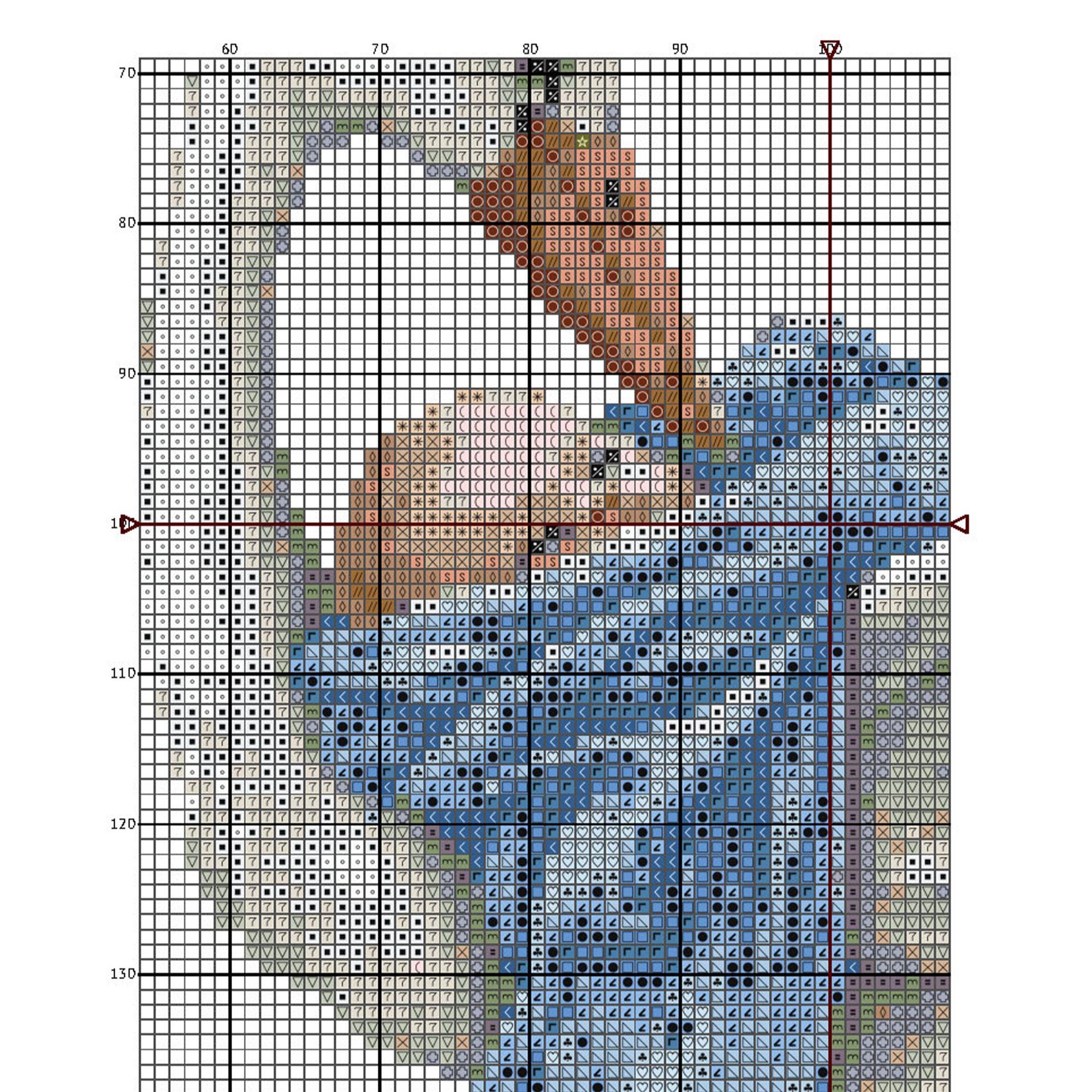 Baby Cross Stitch Pattern Instant PDF Download - Stork and Baby ...