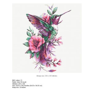 Hummingbird Cross Stitch Pattern Instant PDF Download - Hummingbird ...