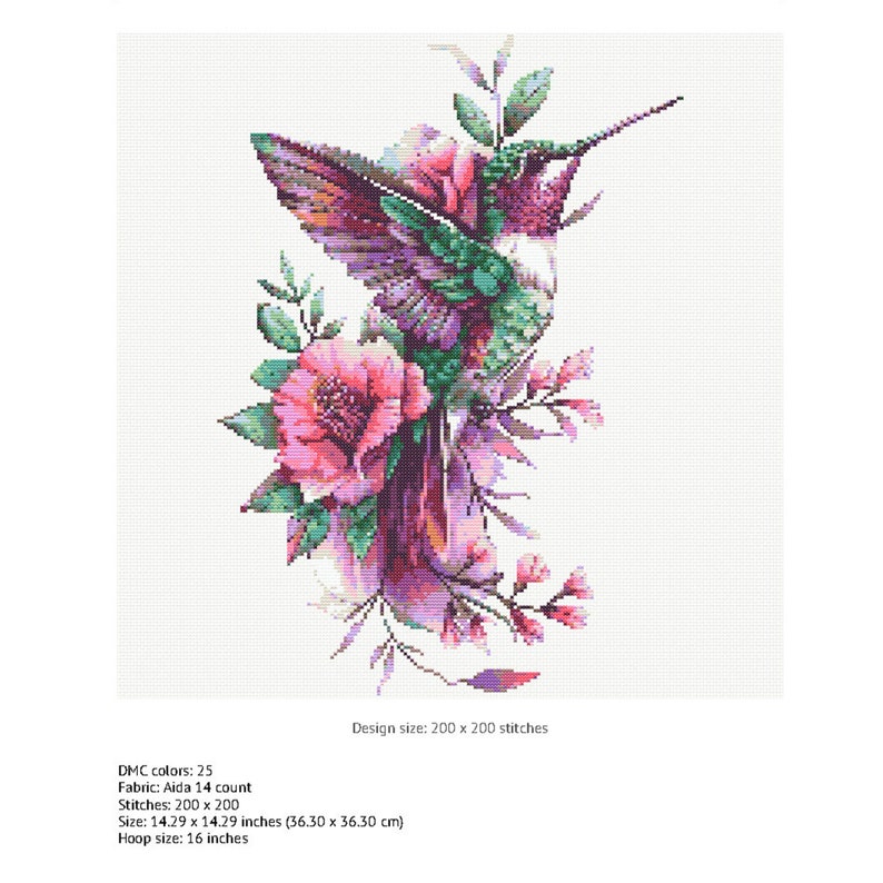 Hummingbird Cross Stitch Pattern Instant PDF Download Hummingbird With ...