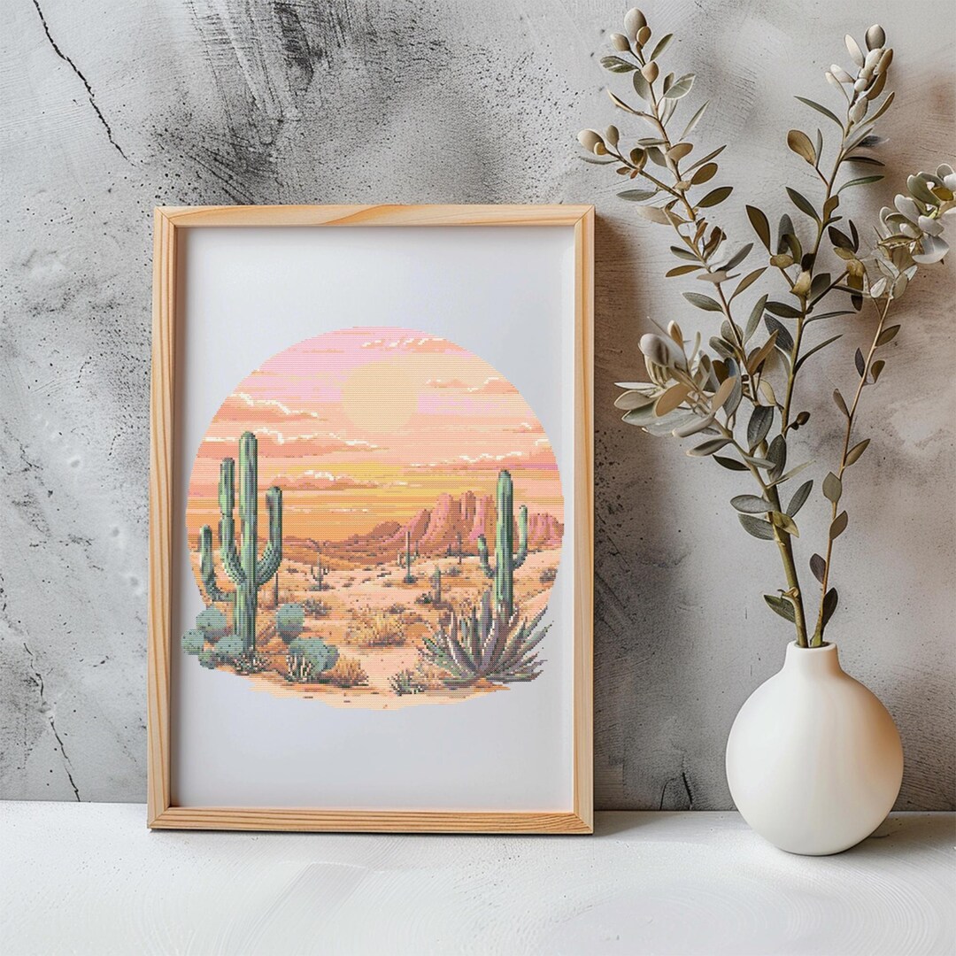 Desert Cross Stitch Pattern Instant PDF Download - Desert Sunset ...
