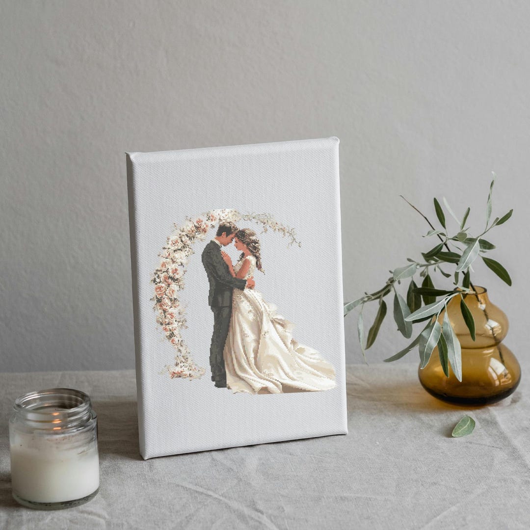 Wedding Cross Stitch Pattern Instant PDF Download - Newlyweds ...