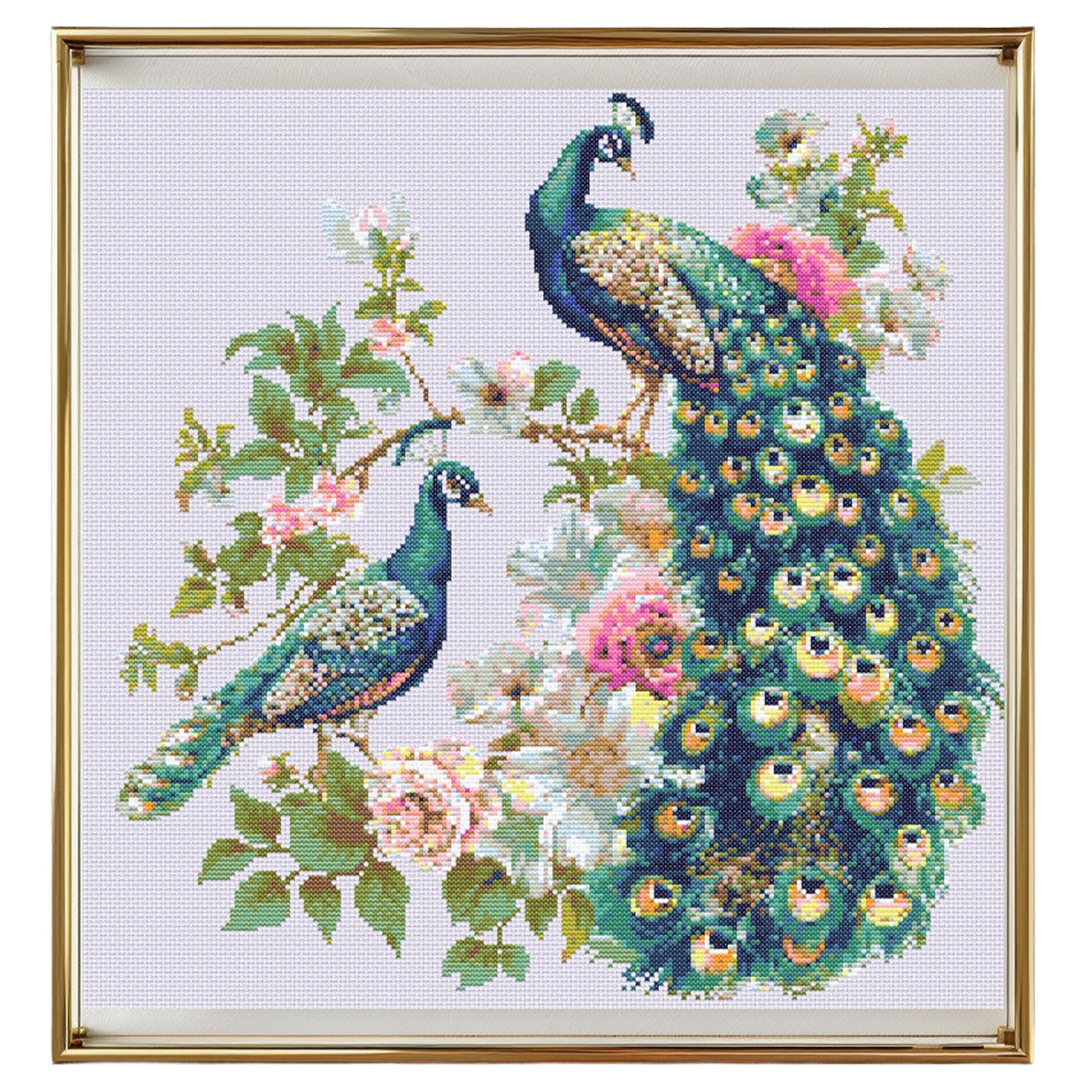 Peacocks Cross Stitch Pattern Instant PDF Download A Pair Peacocks ...
