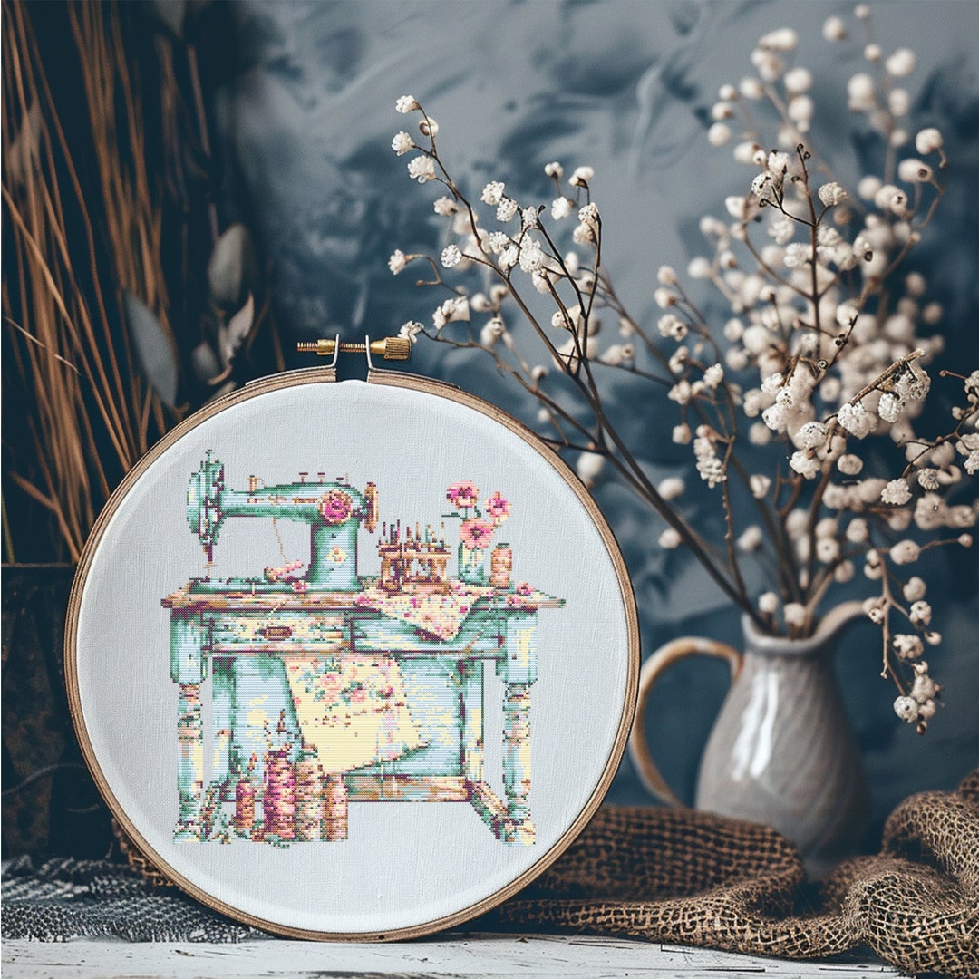 Sewing Machine Cross Stitch Pattern Instant PDF Download - Sewing ...