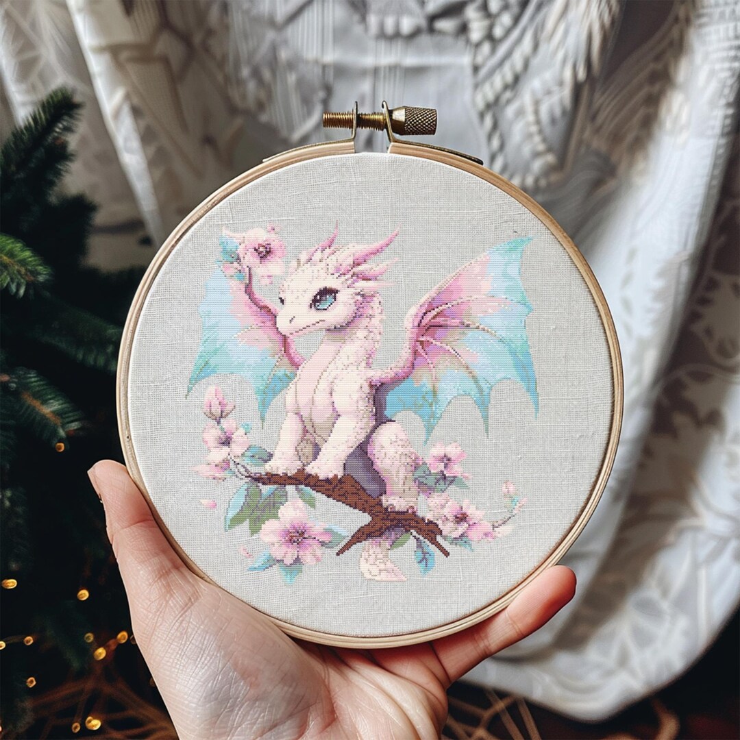 Dragon Cross Stitch Pattern Instant PDF Download - Dragon With Blue ...