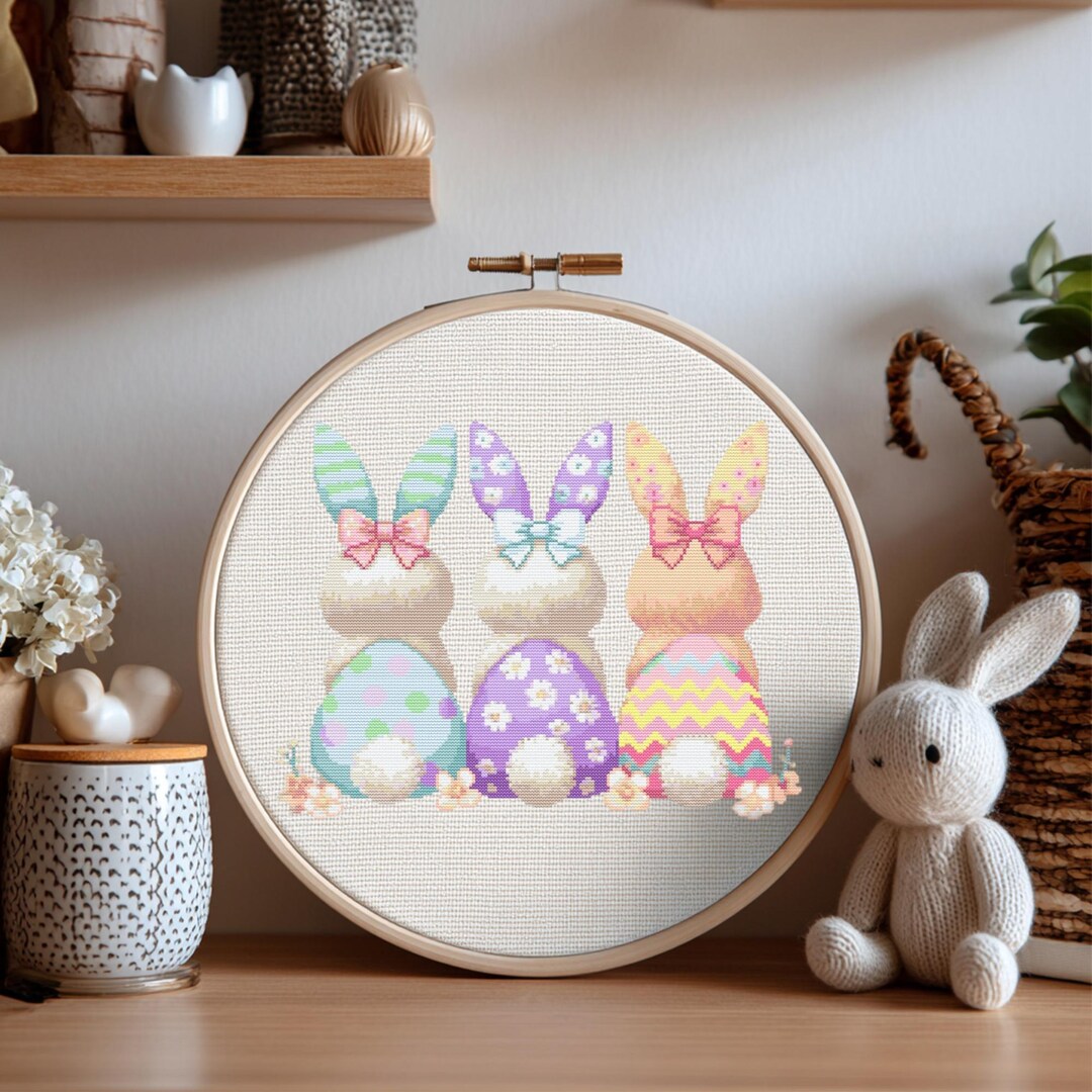 Rabbits Cross Stitch Pattern Instant PDF Download - 3 Rabbits From ...