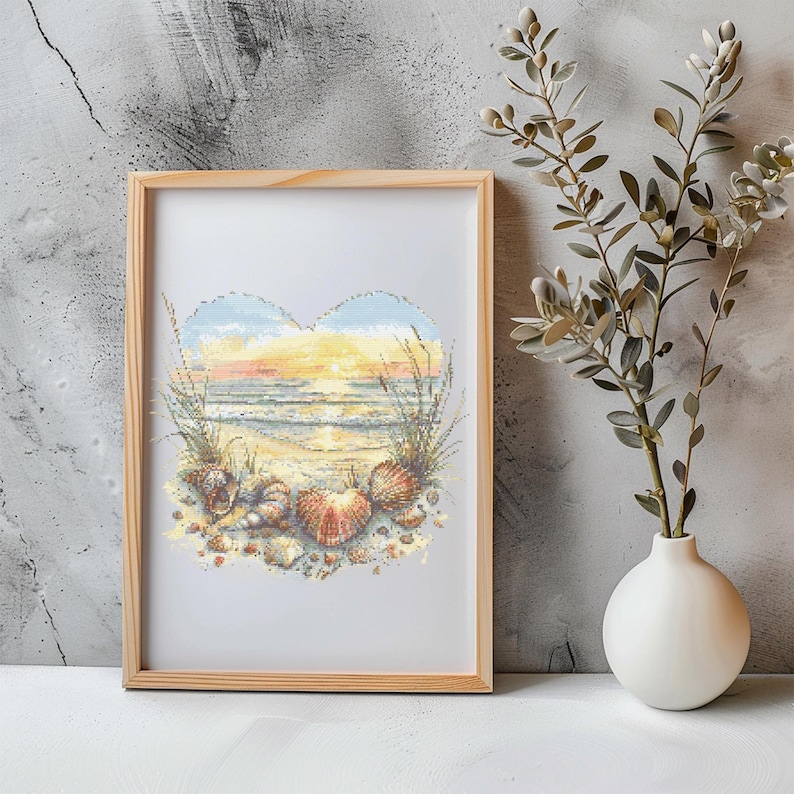 Beach Cross Stitch Pattern Instant PDF Download Beach and Seashells ...