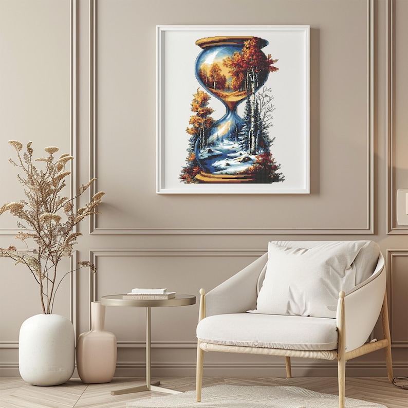 Hourglass Cross Stitch Pattern Instant PDF Download - Autumn Forest ...