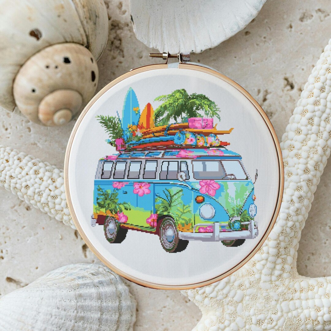Camper Cross Stitch Pattern Instant PDF Download - Camper Watercolor ...