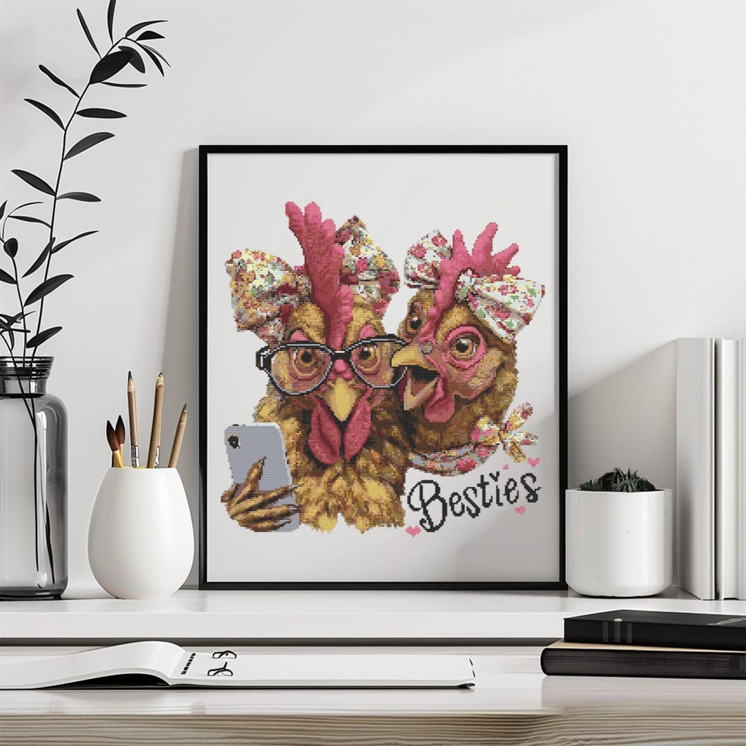 Chickens Cross Stitch Pattern Instant PDF Download - Chicken's Besties ...