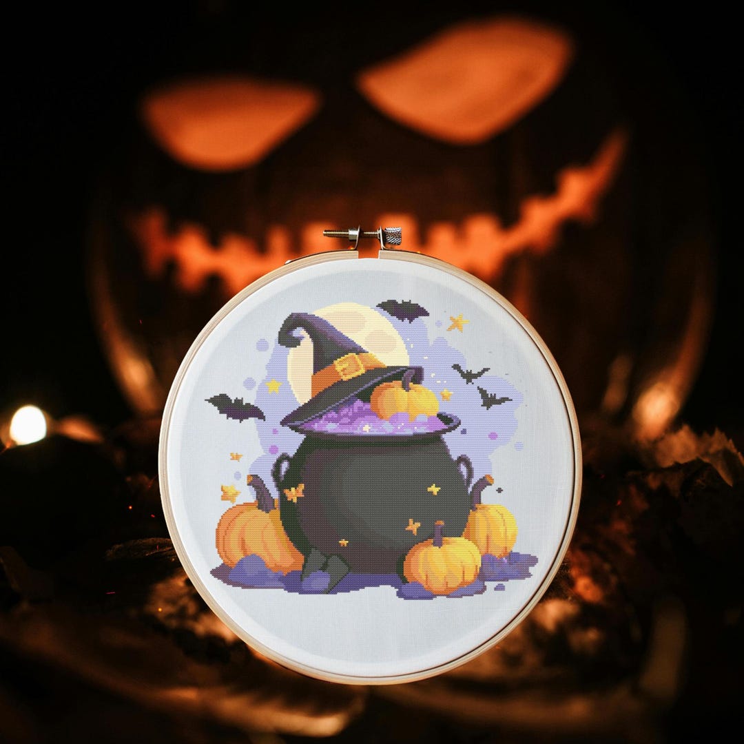 Cauldron Cross Stitch Pattern Instant PDF Download - Witch Cauldron ...