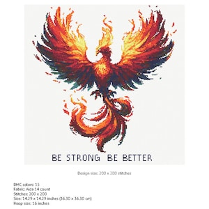 Phoenix Cross Stitch Pattern Instant PDF Download - Phoenix Watercolor ...