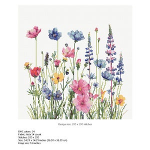 Wildflowers Cross Stitch Pattern Instant PDF Download - Wildflower ...