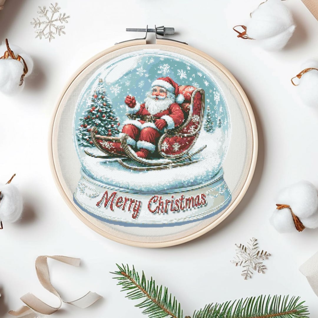 Santa Claus Cross Stitch Pattern Instant PDF Download - Santa in Glass ...