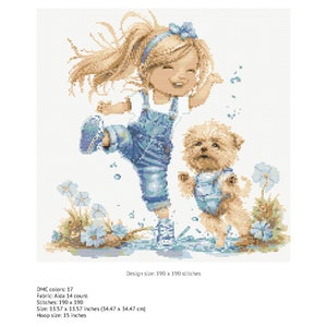 Girl Cross Stitch Pattern Instant PDF Download - Girl With Dog ...