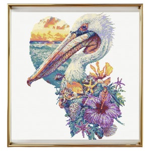 Pelican Cross Stitch Pattern Instant PDF Download - Pelican Sunset ...