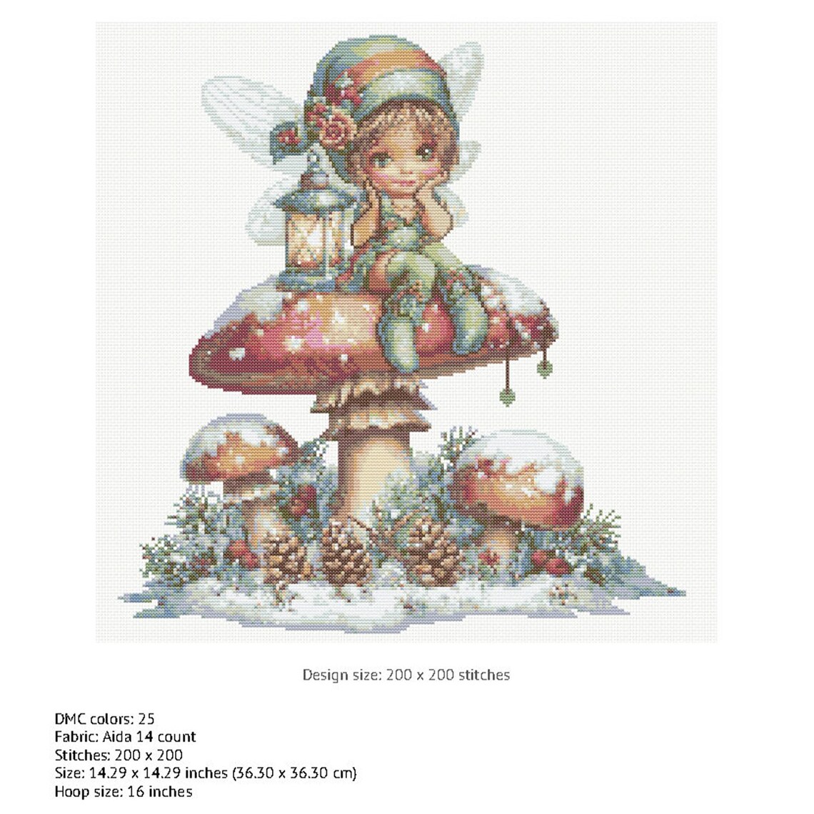 Fairy Cross Stitch Pattern Instant PDF Download - Fairy on Mushroom ...