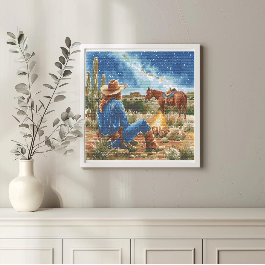 Cowboy Cross Stitch Pattern Instant PDF Download - Western Cowboy ...