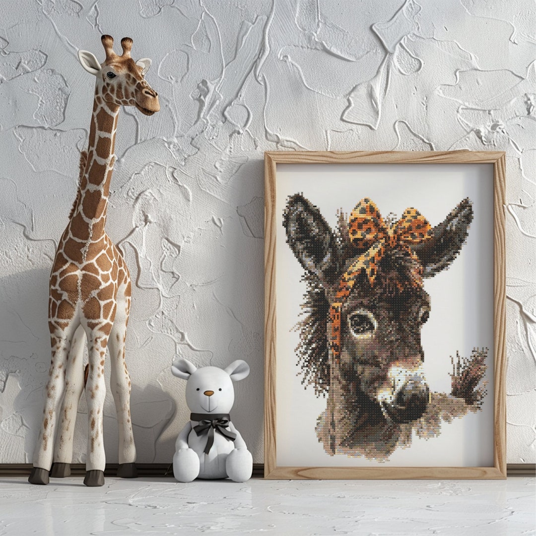 Donkey Cross Stitch Pattern Instant PDF Download - Donkey With Leopard ...