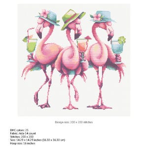 Flamingo Cross Stitch Pattern Instant PDF Download - Flamingo Party ...