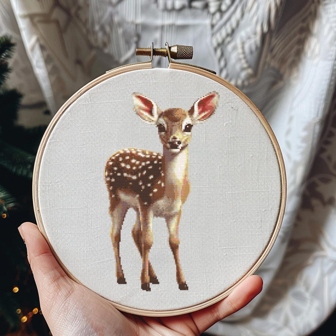 Doe Cross Stitch Pattern Instant PDF Download - Doe Deer Watercolor ...
