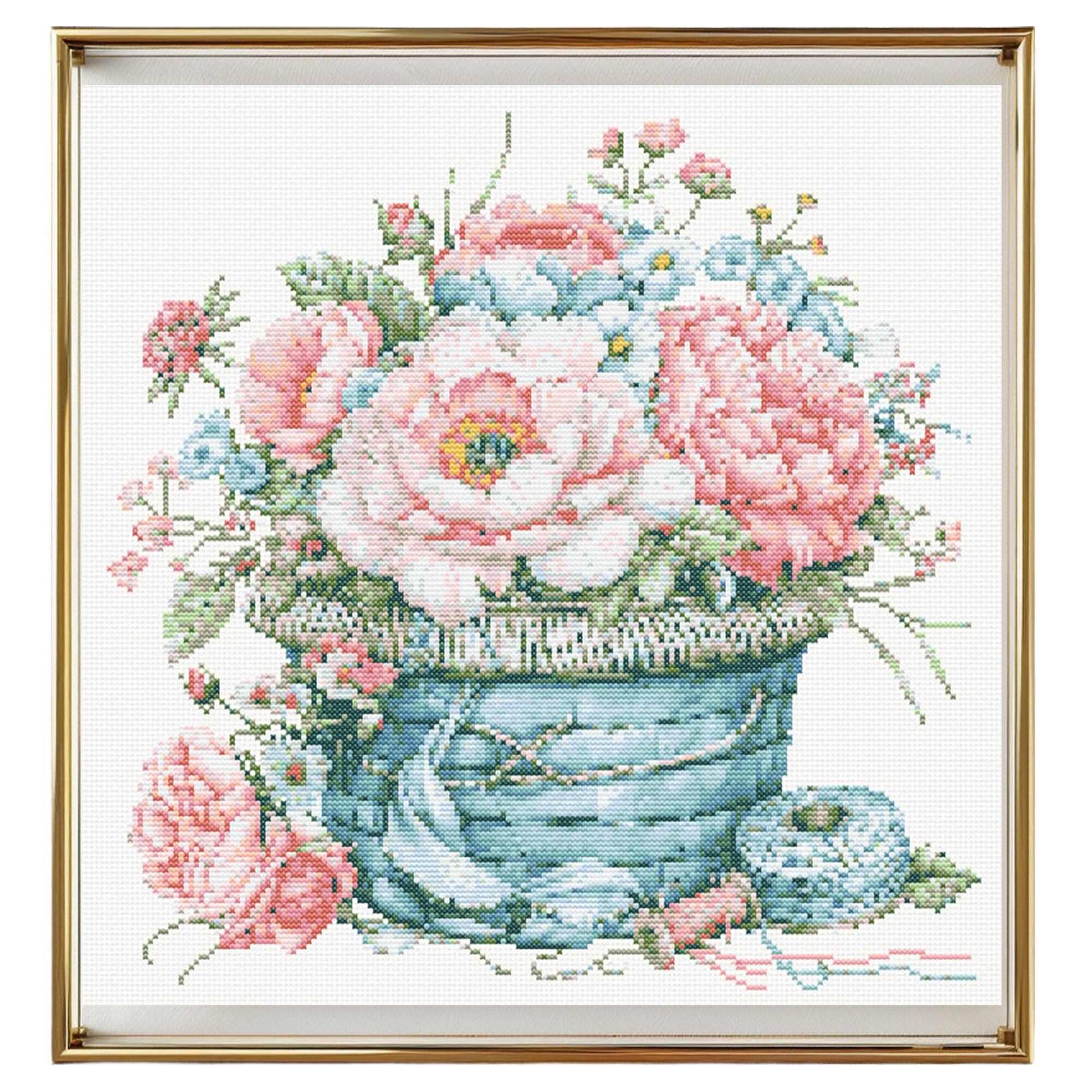 Basket Cross Stitch Pattern Instant PDF Download - Flower Basket ...