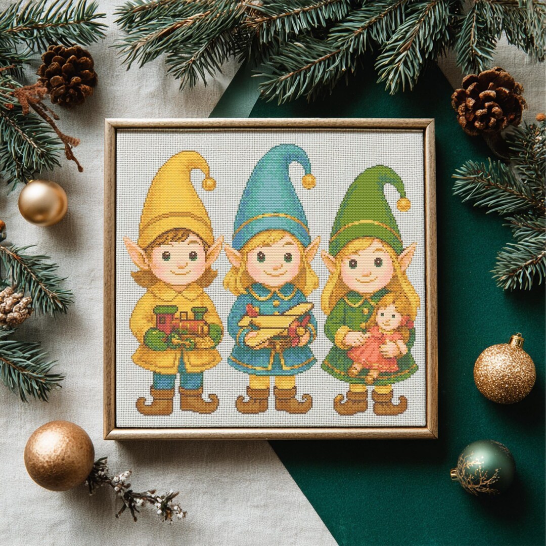 Elves Cross Stitch Pattern Instant PDF Download - Elves Watercolor ...