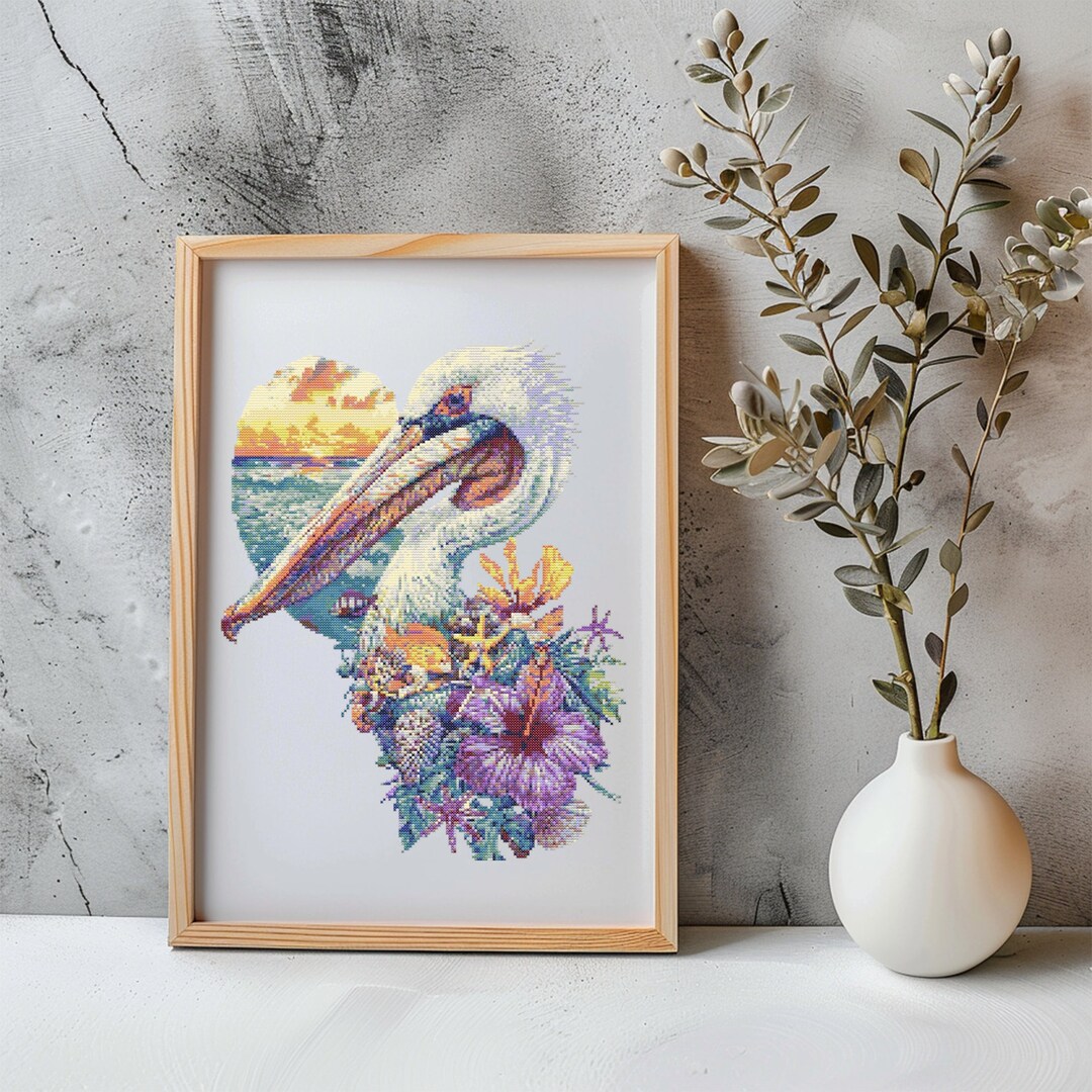 Pelican Cross Stitch Pattern Instant PDF Download - Pelican Sunset ...