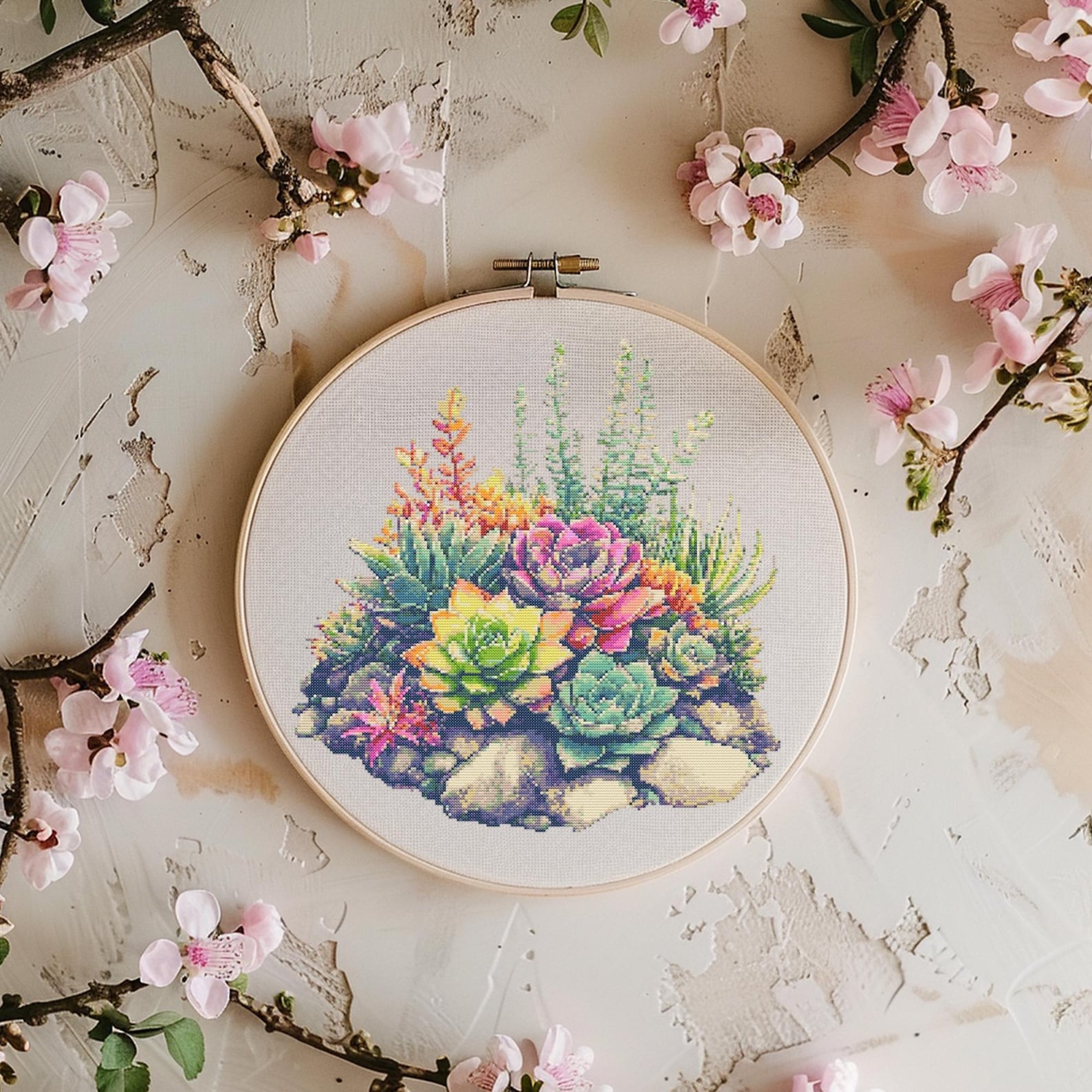 Succulents Cross Stitch Pattern Instant PDF Download - Colorful ...