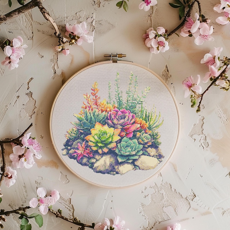Succulent Cross Stitch - Etsy