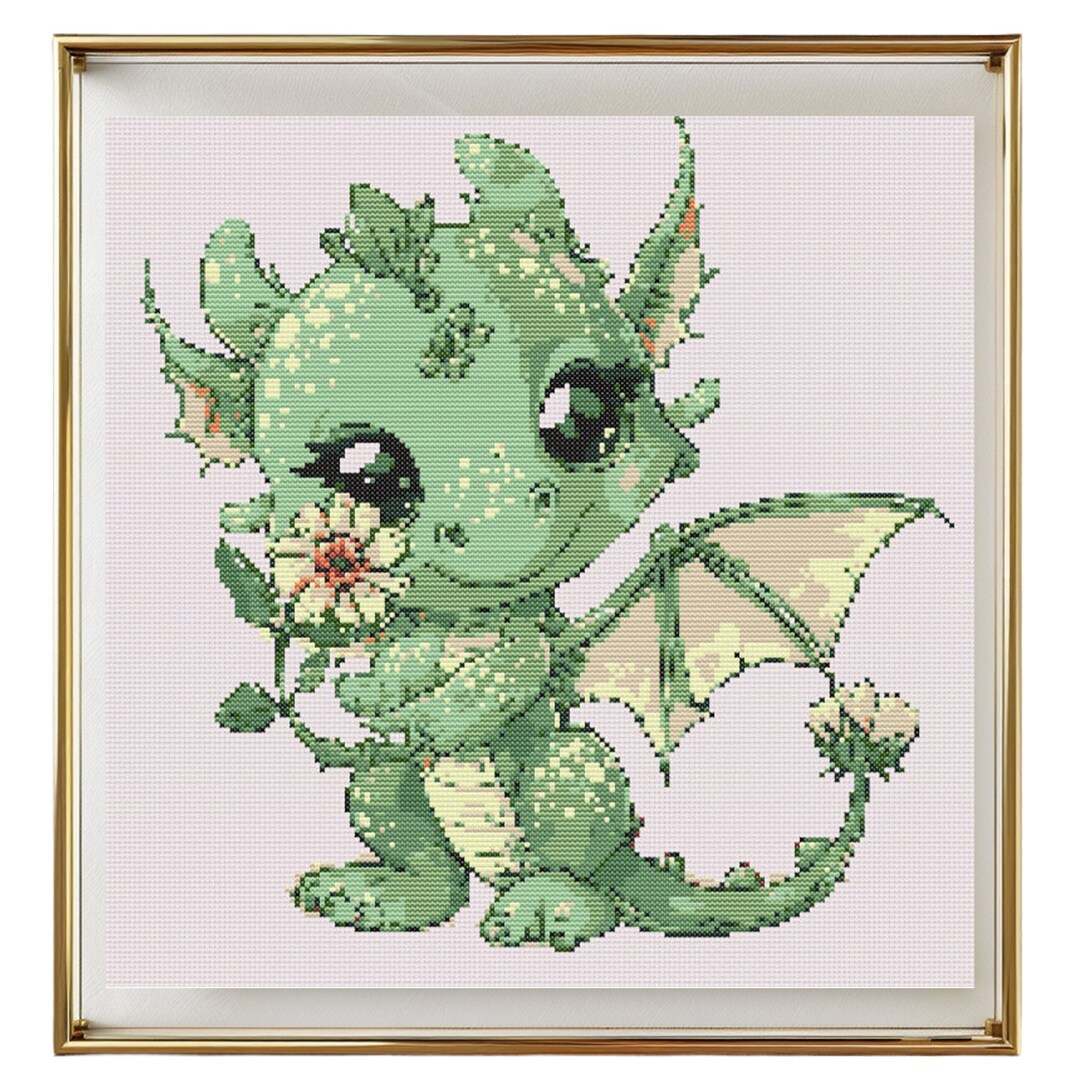 Dragon Stitch Pattern Instant PDF Download Baby Dragon Watercolor Cross ...