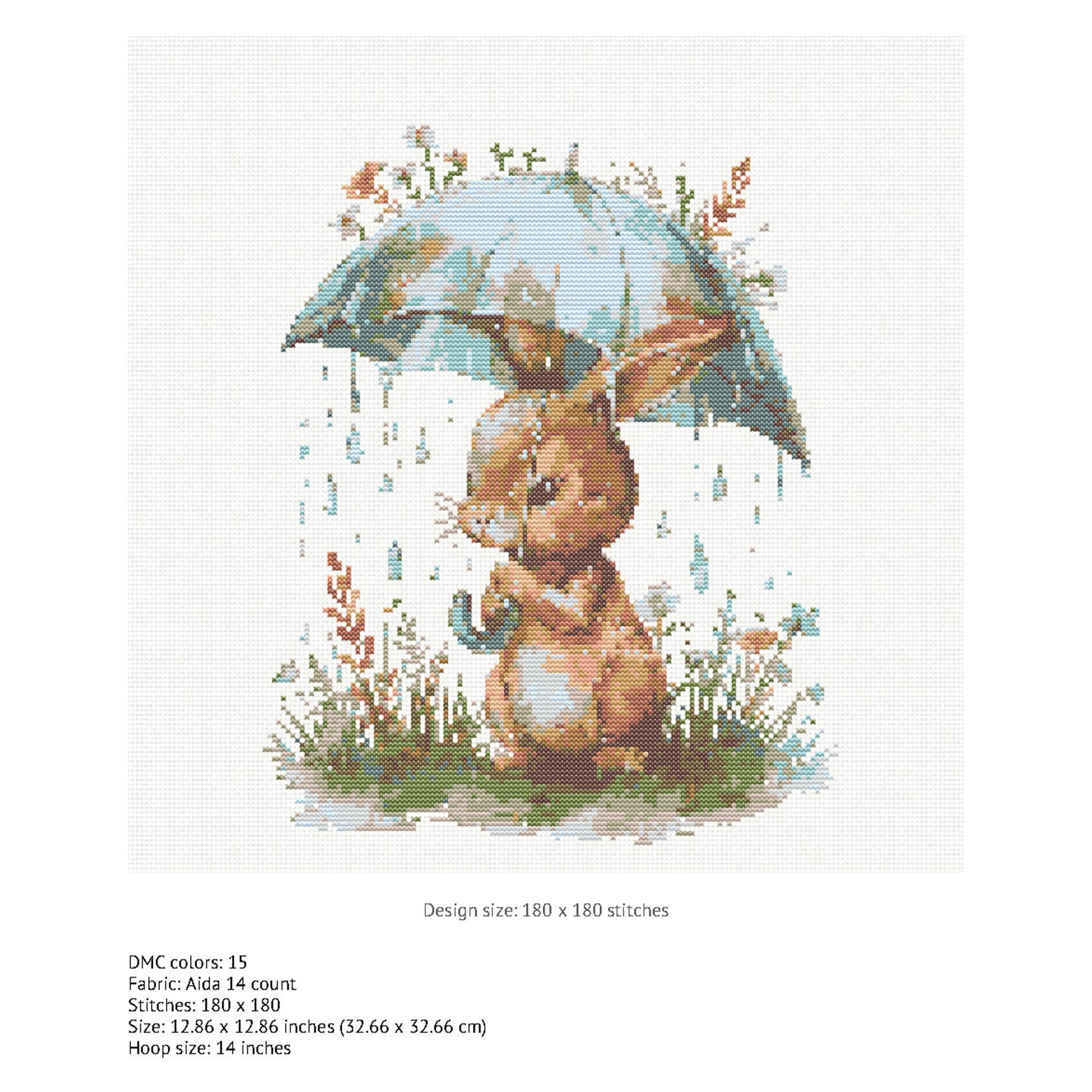 Rabbit Cross Stitch Pattern Instant PDF Download - Bunny Watercolor ...