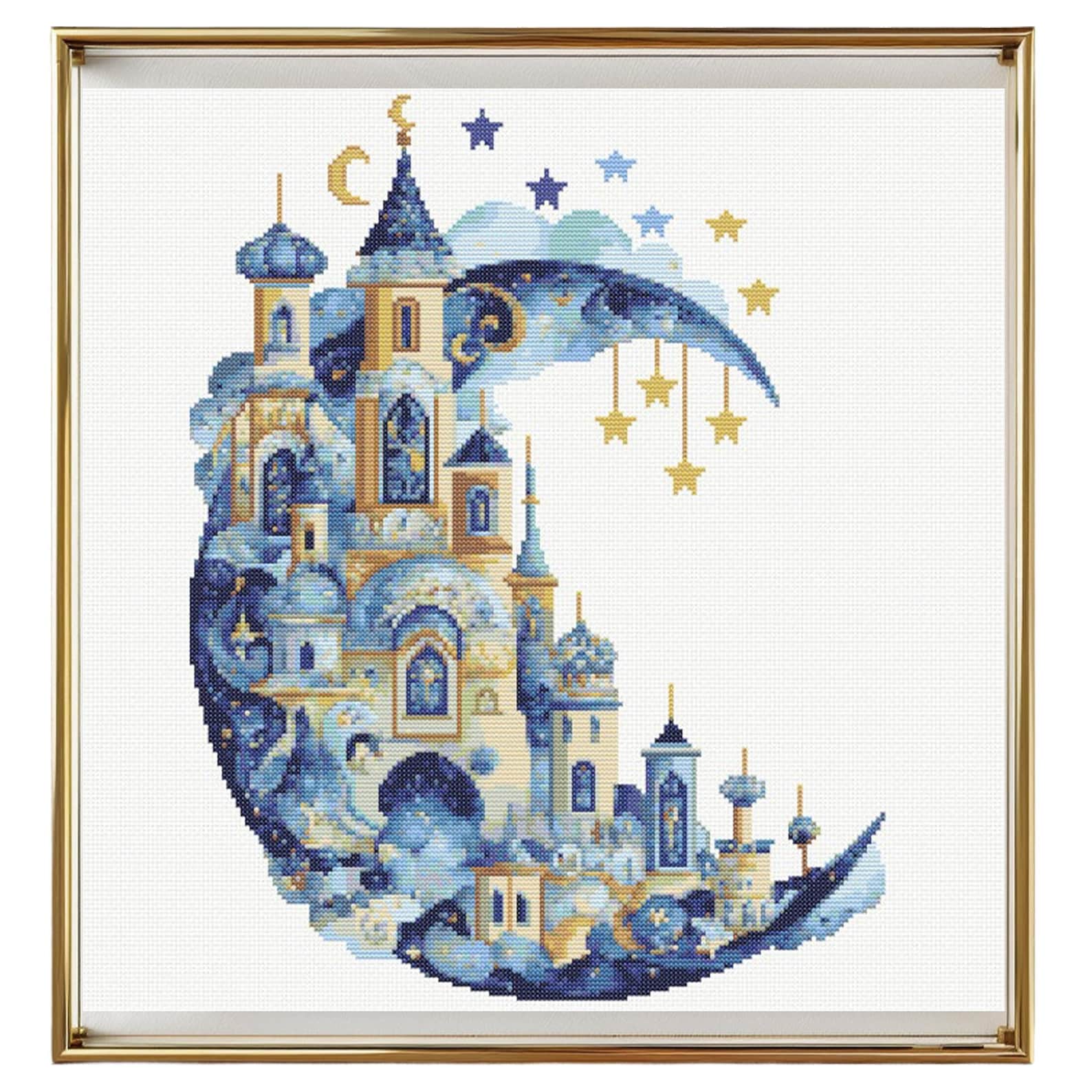 Castle Cross Stitch Pattern Instant PDF Download - Moon and Castle ...
