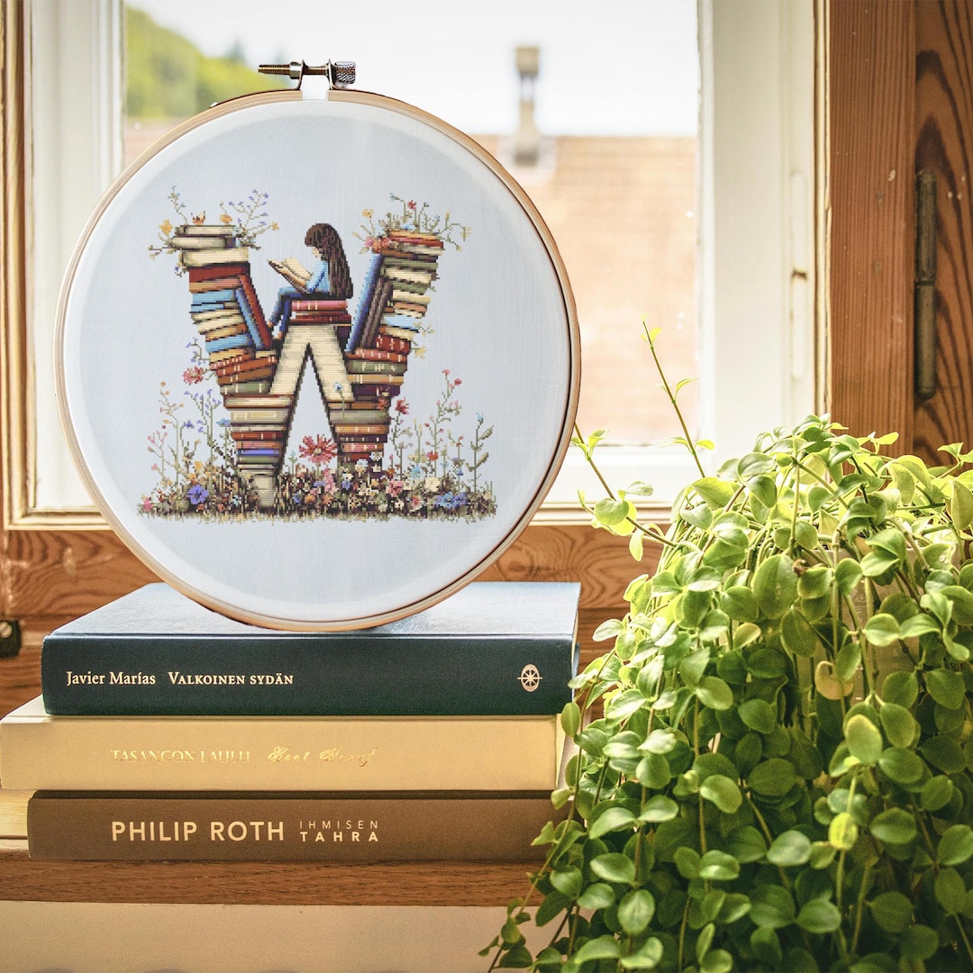 Monogram Cross Stitch Pattern Instant PDF Download - Letter W ...