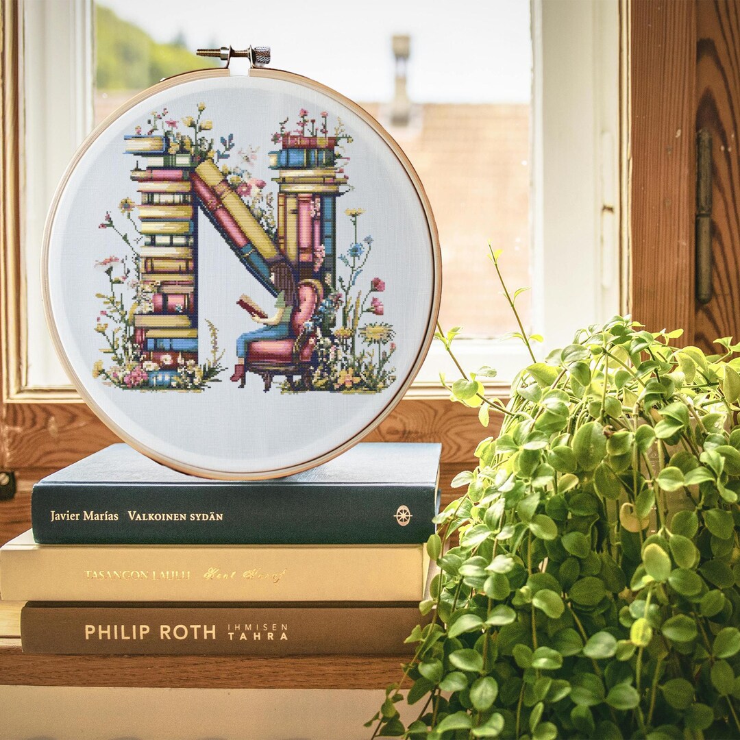 Monogram Cross Stitch Pattern Instant PDF Download - Letter "n ...