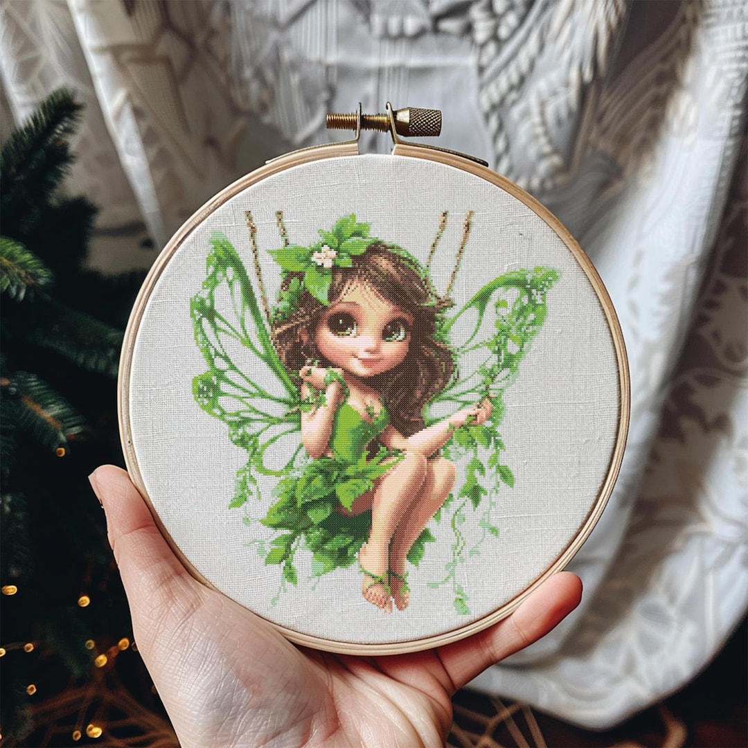 Fairy Cross Stitch Pattern Instant PDF Download- Green Little Fairy ...