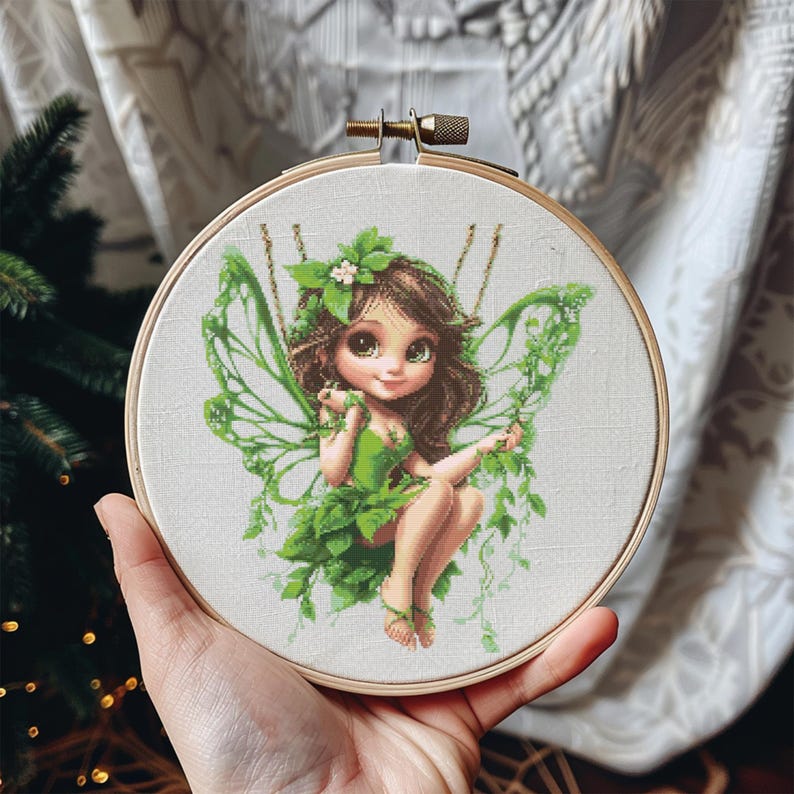 Fairy Cross Stitch Pattern Instant PDF Download- Green Little Fairy ...