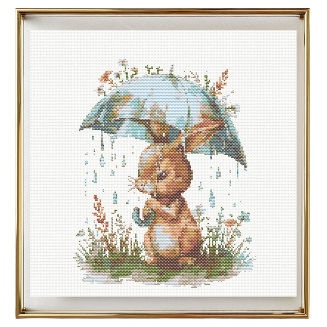 Rabbit Cross Stitch Pattern Instant PDF Download - Bunny Watercolor ...
