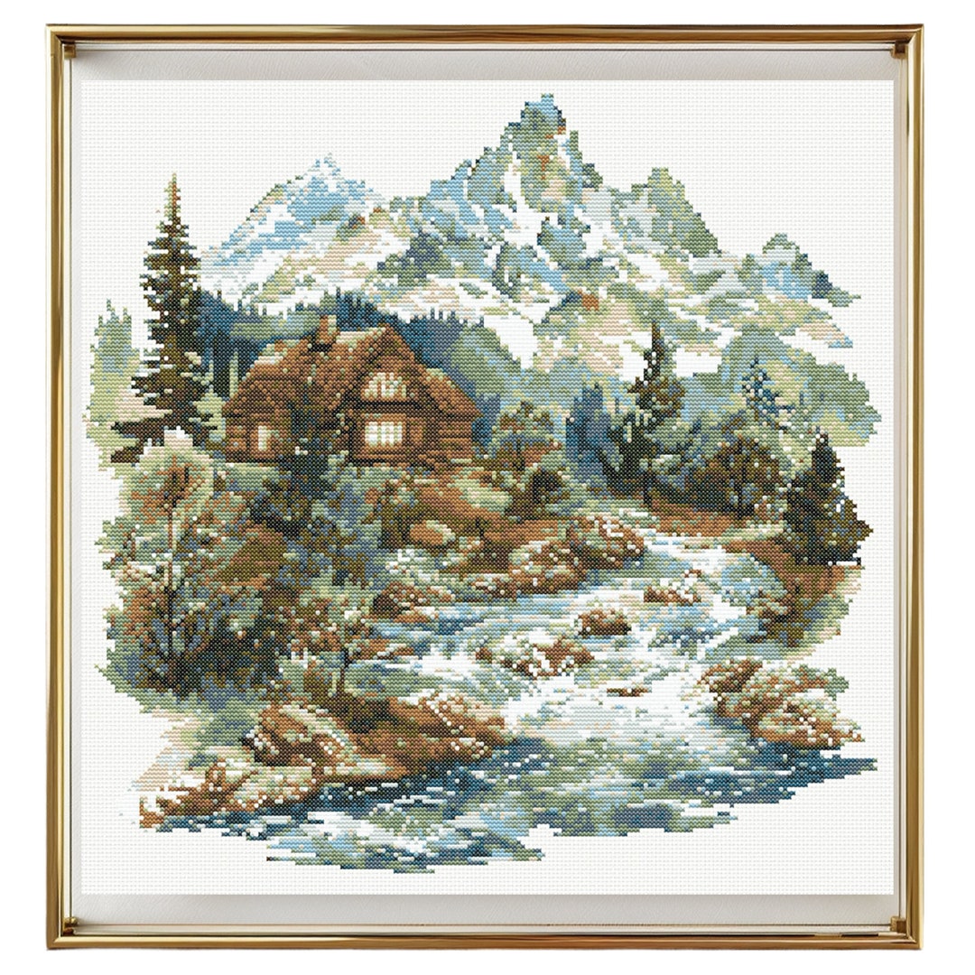 Cozy Cabin Cross Stitch Pattern Instant PDF Download -cozy Cabin in the ...