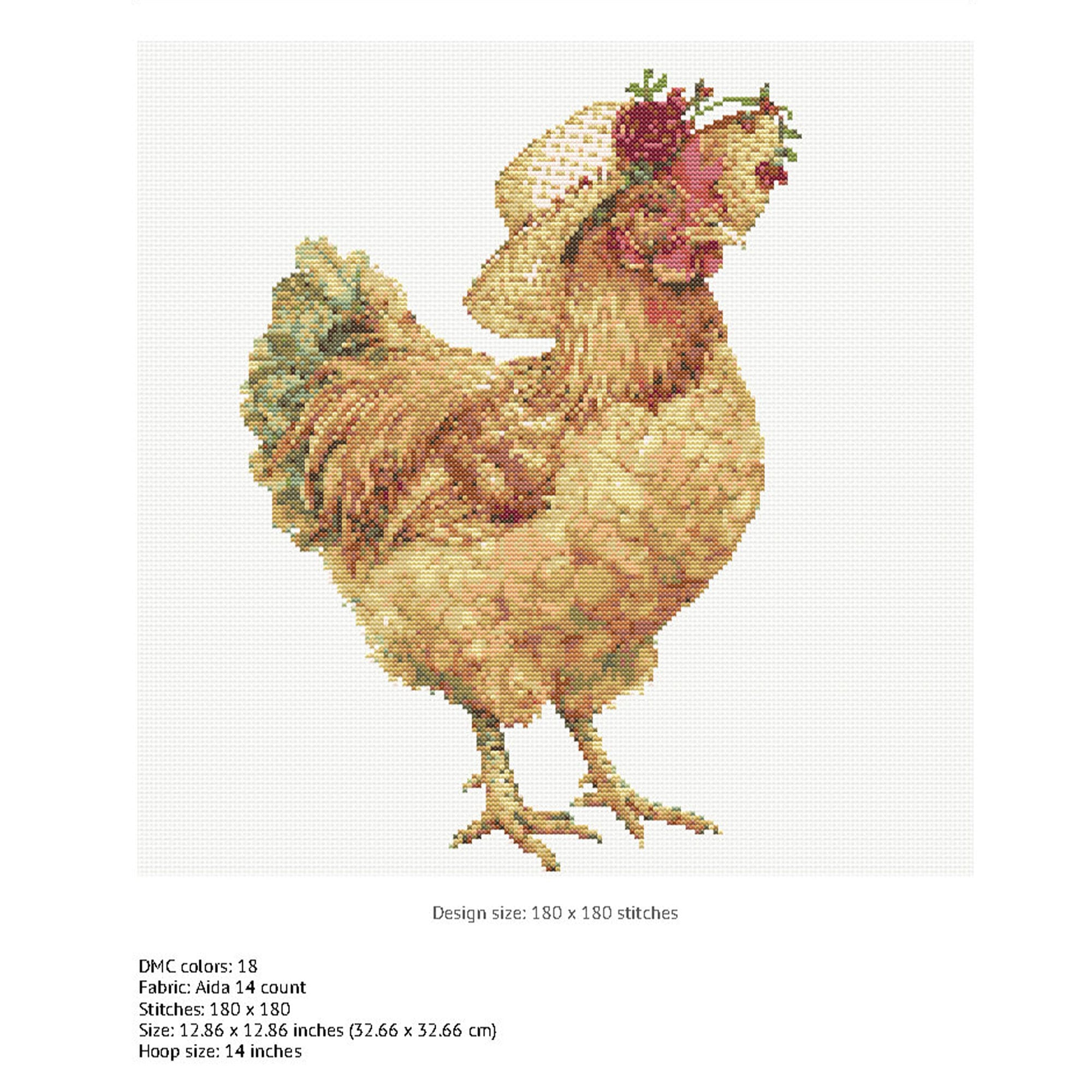 Chicken Cross Stitch Pattern Instant PDF Download Chicken Lady ...