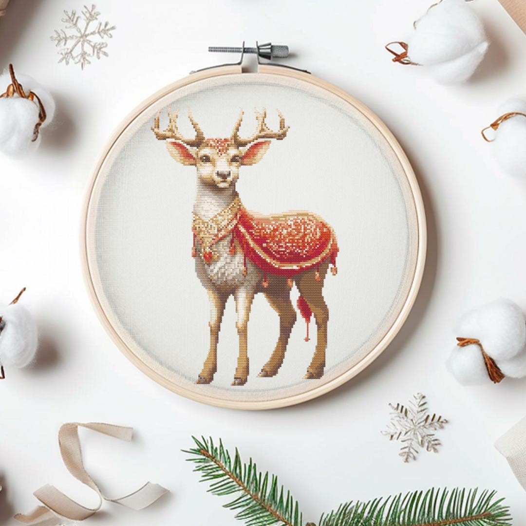 Deer Cross Stitch Pattern Instant PDF Download - Christmas Deer ...