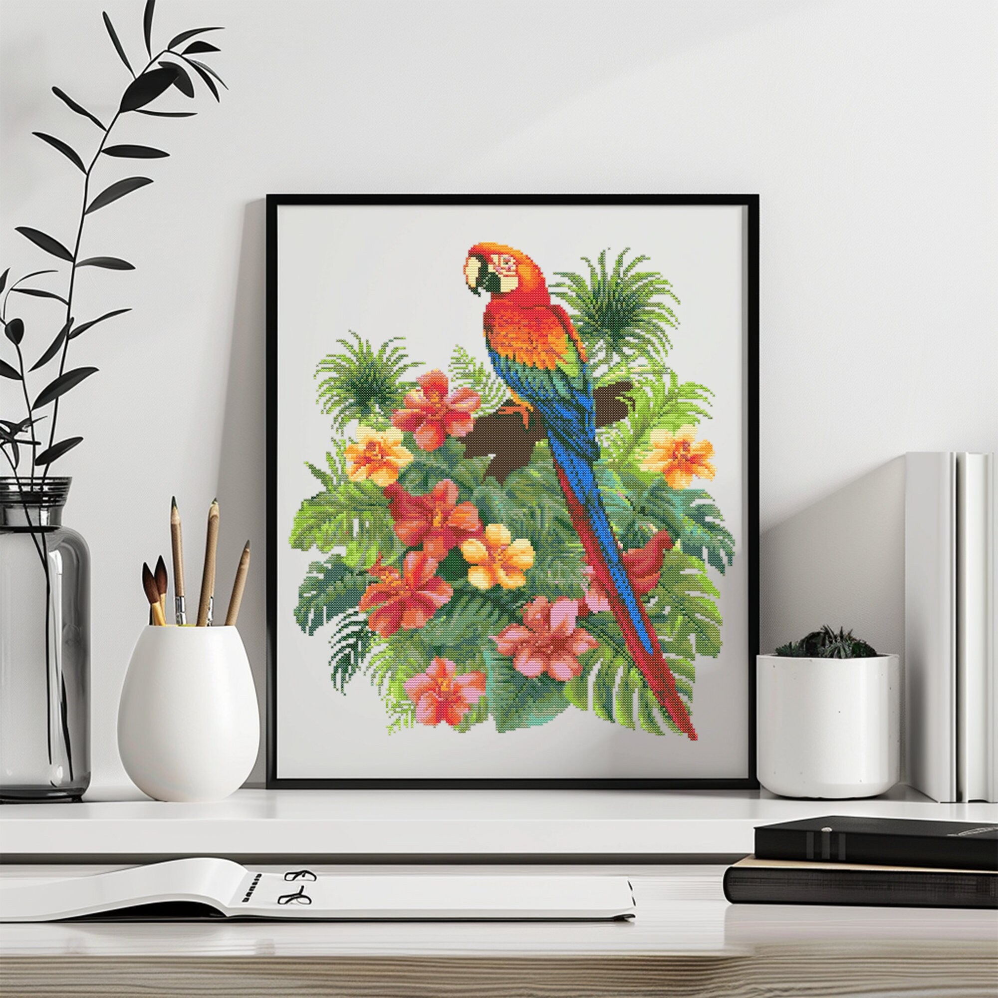 Parrot Stitch Pattern Instant PDF Download - Parrot Watercolor Cross ...