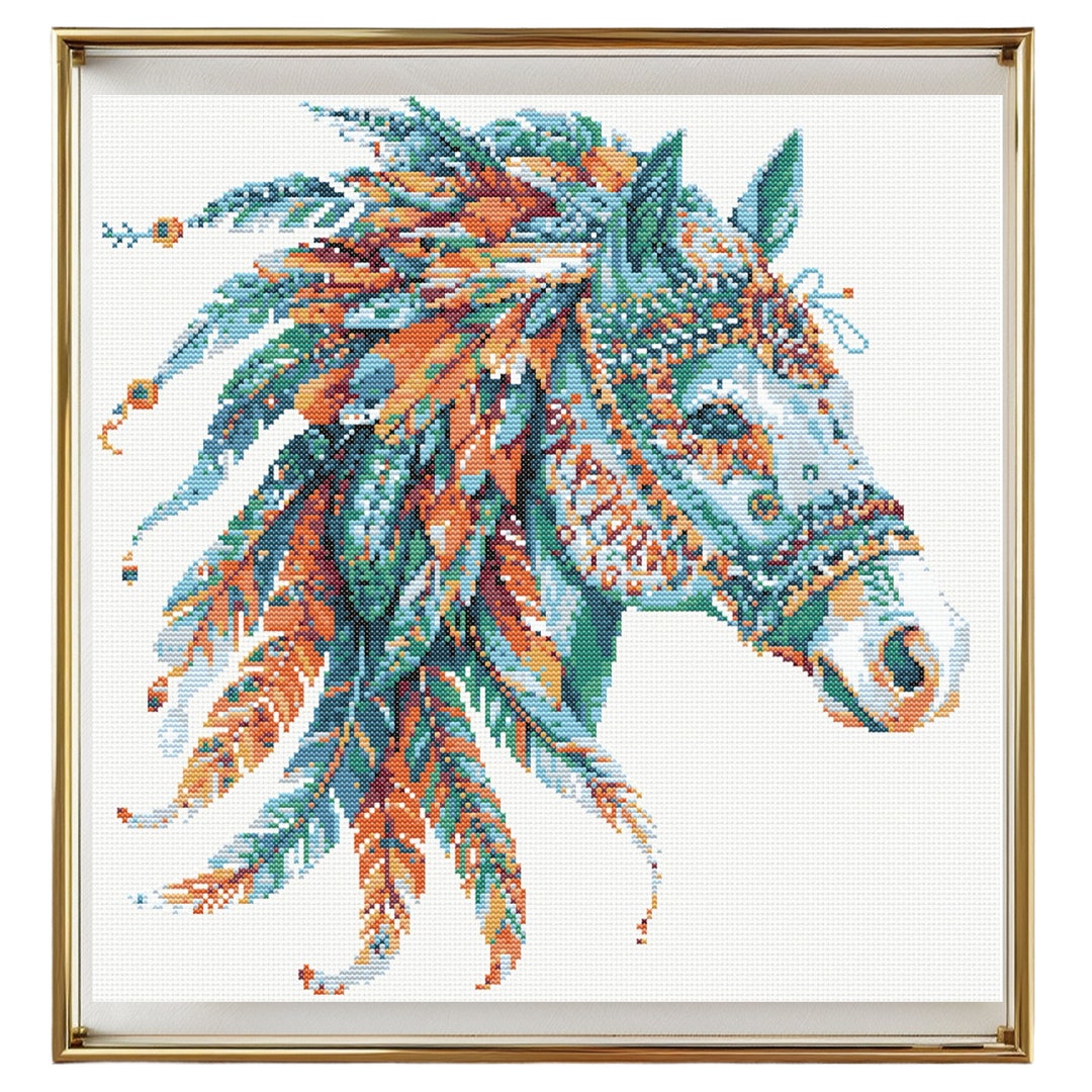 Horse Cross Stitch Pattern Instant PDF Download - Colorful Horse ...