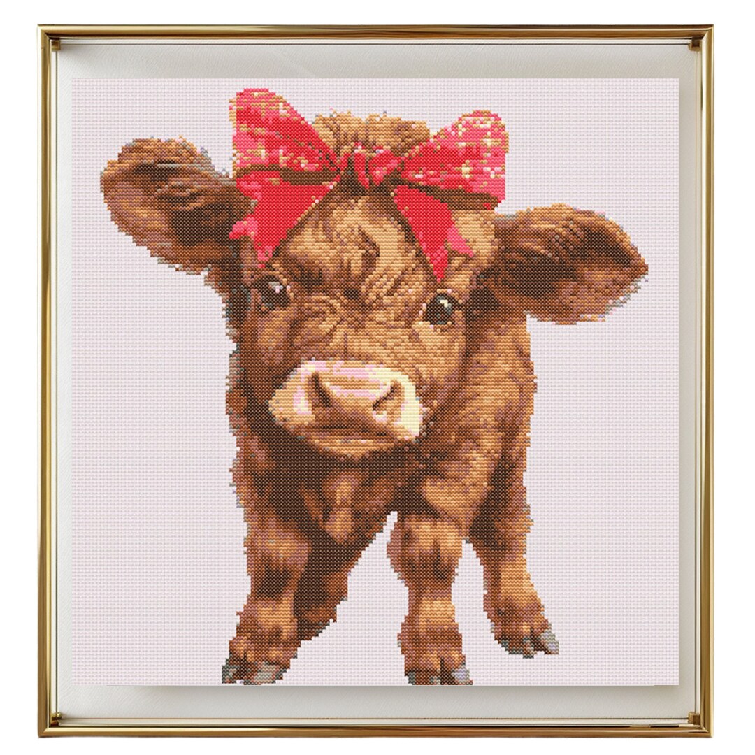 Baby Cow Cross Stitch Pattern Instant PDF Download - Baby Highland Cow ...