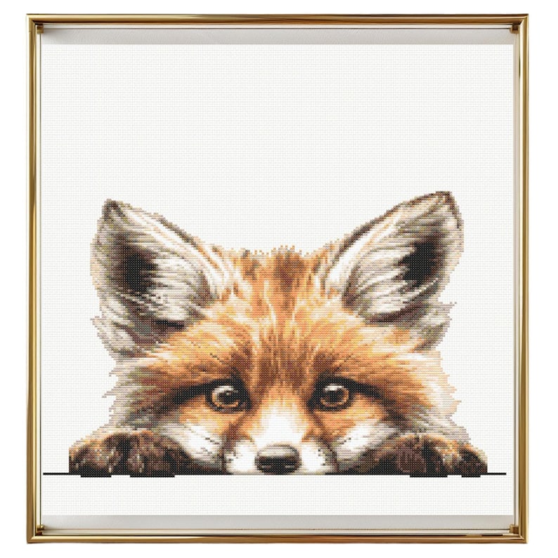 Fox Cross Stitch Pattern Instant PDF Download - Peeking Fox Watercolor ...