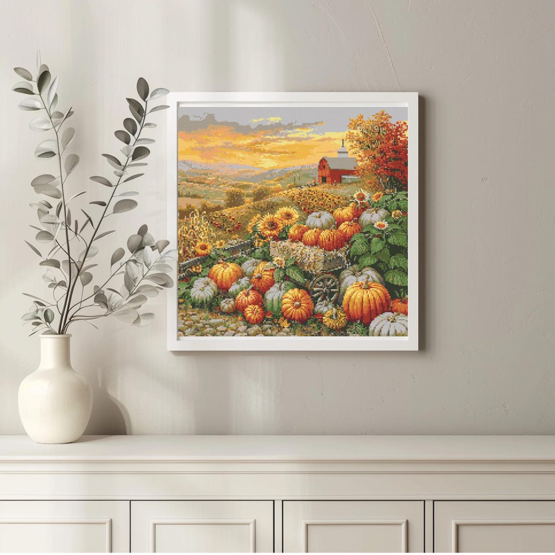 Harvest Cross Stitch Pattern Instant PDF Download - Harvest Landscape ...